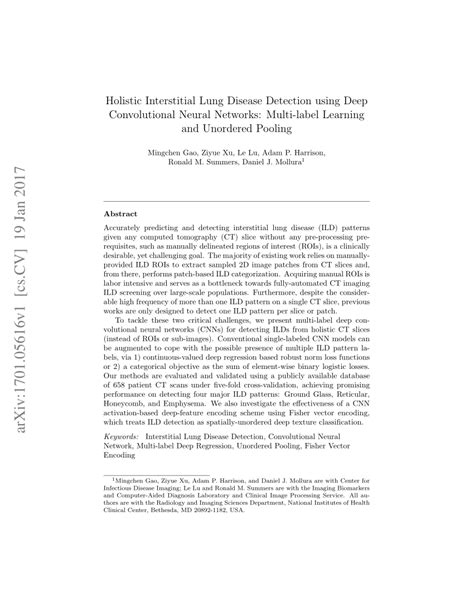 Pdf Holistic Interstitial Lung Disease Detection Using Deep