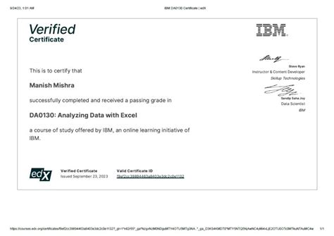 I Earned An Ibm Certificate In Excel Analyzing Data Manish Mishra Posted On The Topic Linkedin