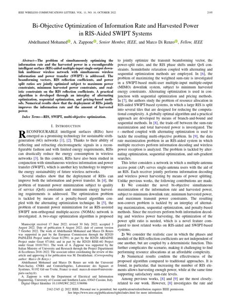 Bi Objective Optimization Of Information Rate And Harvested Power In Ris Aided Swipt Systems