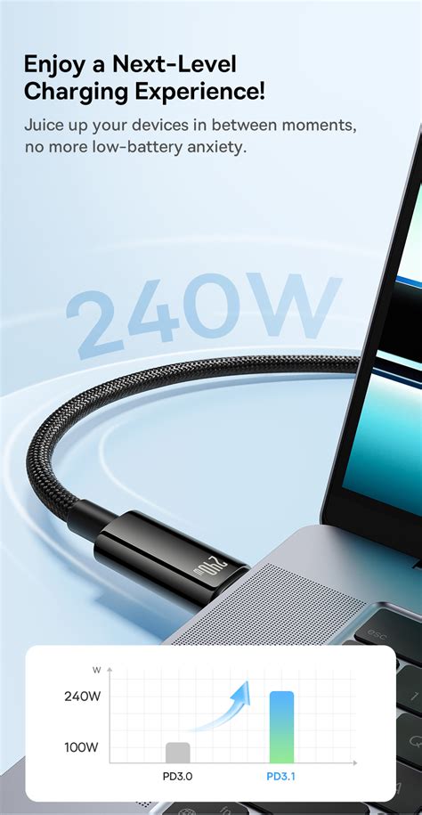 Baseus Cable Type C To Type C 240w Tungsten Gold Super Adaptive Fast Charging Data Cable For
