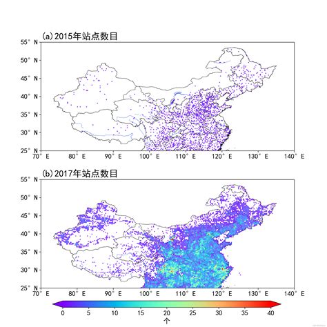 python 中国站点数量分布图（0 25°小方格） python站点数据空间分布图 csdn博客