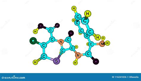 Cefaclor Molecular Structure Isolated On White Stock Illustration