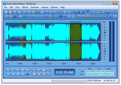Audio Editor Deluxe Main Window Audioeditordeluxe Inc Audio Editor