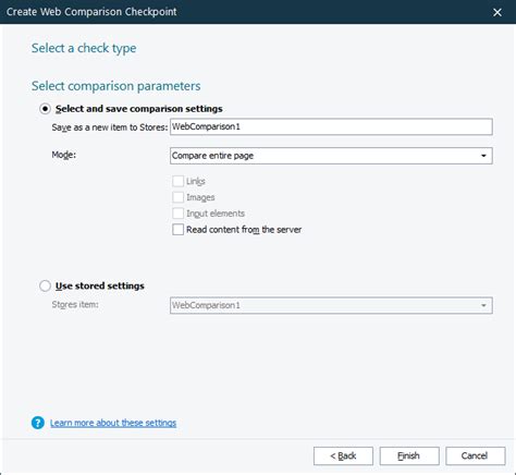 Creating Web Comparison Checkpoints Testcomplete Documentation