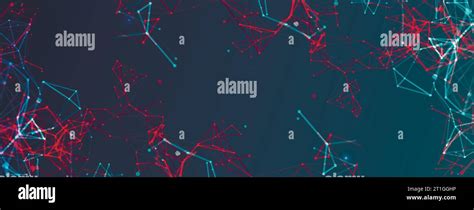 Polygonal Science Background With Connecting Dots And Lines Digital Data Visualization Stock