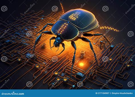Electronic Bug On Circuit Computer Virus Concept Spy Bug Stock