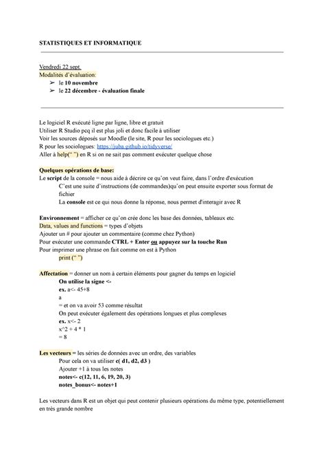 Td Statistiques Et Informatique Statistiques Et Informatique Vendredi