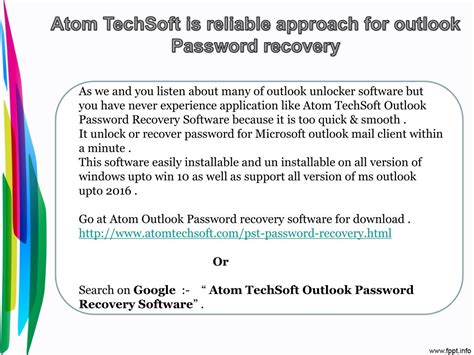 ppt atom techsoft outlook password recovery software powerpoint