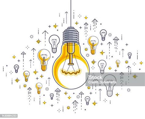 빛나는 전구 와 전구 아이콘 세트 아이디어 창조적 인 개념 브레인 스토밍 우화 벡터 일러스트레이션 0명에 대한 스톡 벡터 아트 및 기타 이미지 Istock