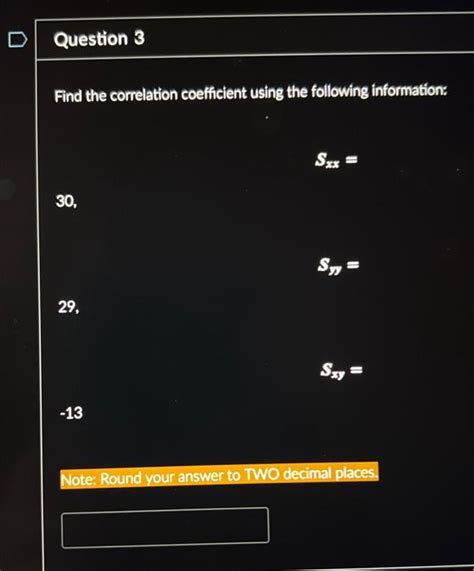 Solved Find The Correlation Coefficient Using The Following Chegg