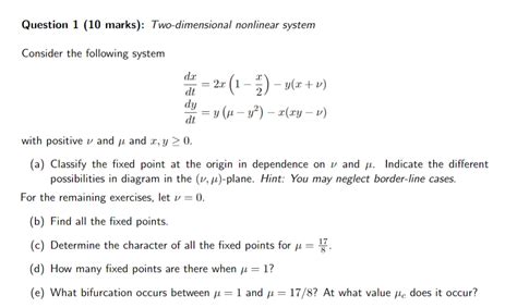 Solved Question 1 10 Marks Two Dimensional Nonlinear