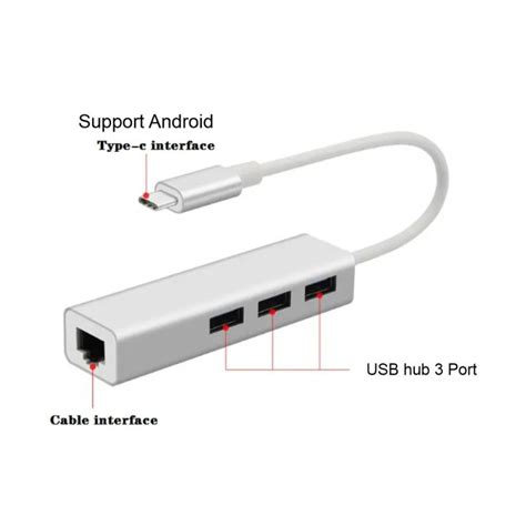 Adapter Converter Usb Type C To Lan Rj45 Hub Usb 4 In 1 100mbps Network Internet And Ethernet
