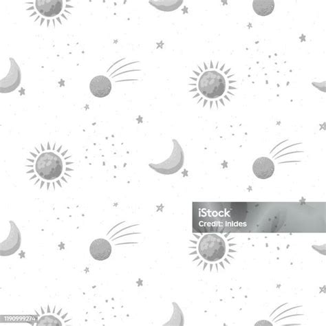 태양과 달 만화 은하 행성과 별 우주 모양과 원활한 벡터 패턴 배경 과학에 대한 스톡 벡터 아트 및 기타 이미지 과학 날기 만화 Istock