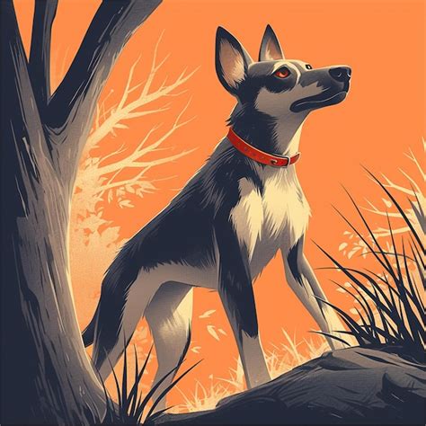 Basenji Climbing A Tree Premium AI Generated Vector