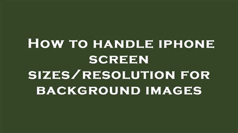 How To Handle Iphone Screen Sizes Resolution For Background Images Youtube