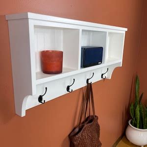 Wall Hanging Cubby Shelf With Hooks Etsy