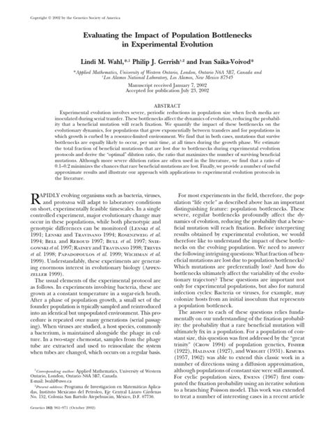 Evaluating The Impact Of Population Bottlenecks In Experimental