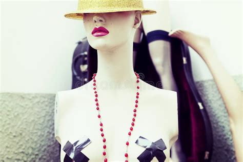 Portrait Of Female Dummy With Hat Stock Image Image Of Body
