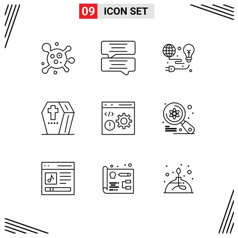 9 Universal Outline Signs Symbols Of Coding Spooky Light Scary Halloween Editable Vector Design