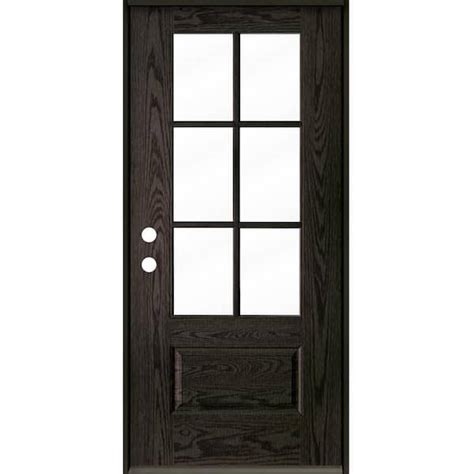 Krosswood Doors 36 In X 79 In Insulated 6 Lite Clear Glass Right Hand Inswing Black Bg Stain