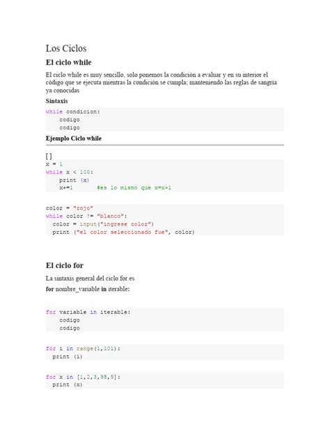 Introducción A Los Ciclos En Python Pdf Informática