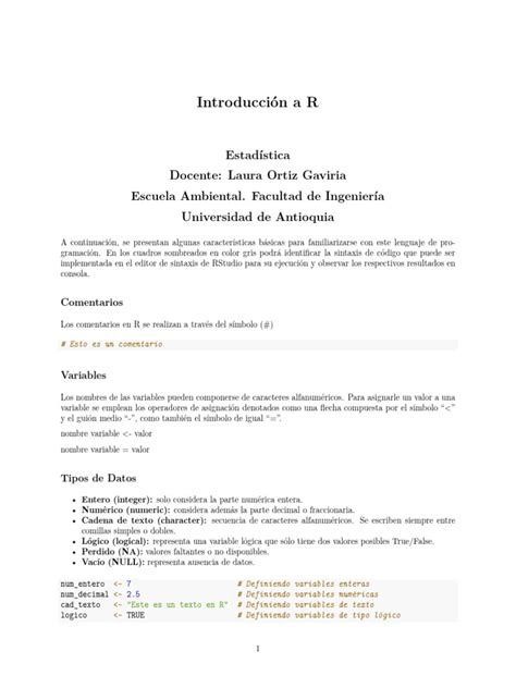 R Intro Pdf Lenguaje De Programación Lógica Matemática