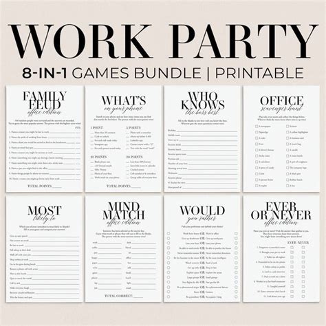 Work Party Games Printable Office Party Game Pack Team Party Games