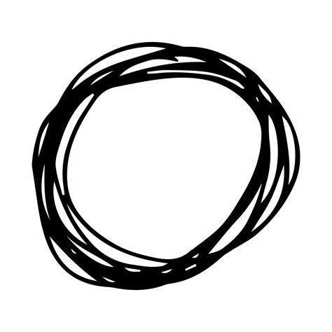 Hand Drawn Scribble Circle Black Doodle Round Circular Design Element On White Background