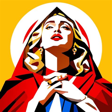 Madonna Art Vector Illustration Flat 2 Premium Ai Generated Vector