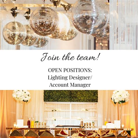 Join The Tls Team The Lighter Side Special Event Lighting Wedding Corporate Social