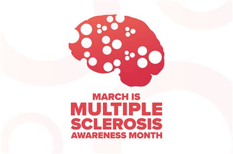 3월은 다발성 경화증 인식의 달입니다 휴일 개념 배경 배너 카드 텍스트 비문이있는 포스터용 템플릿 벡터 Eps10 그림입니다