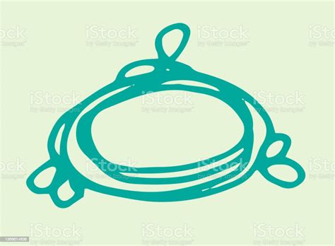 컬이 있는 에메랄드 라인의 타원형 프레임 테두리는 낙서 스타일로 손으로 그린 녹색 선이있는 텍스트의 중앙에 비어 있습니다 둥근 모서리와 소용돌이선이 있는 수평 템플릿 곡선에