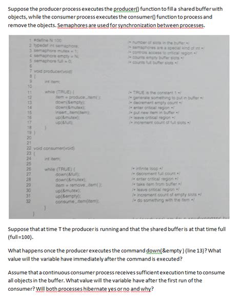 Solved Suppose The Producer Process Executes The Producer