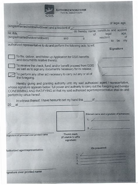 Gsis Authorization Pdf