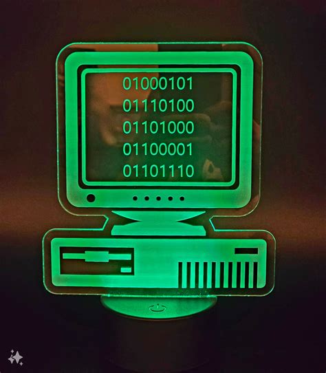 Computer Science Coding Light Up Sign Personalized Retro Computer Binary Name Acrylic Light Up