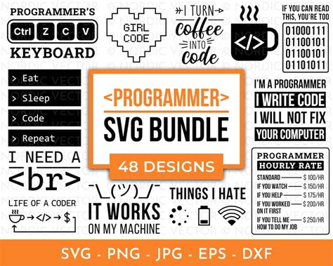 programmer svg bundle coding quote svg computer geek svg nerd svg png dxf ︱ clipart cut