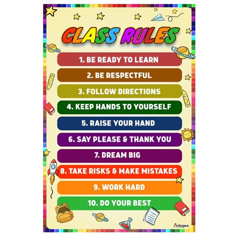 Elementary Classroom Rules Sjabloon Printable Class Rules Poster