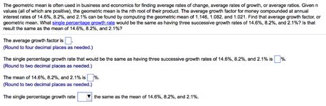 Solved The Geometric Mean Is Often Used In Business And Chegg Com