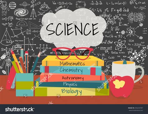 Science Speech Bubbles Above Science Books Stock Vector Royalty Free