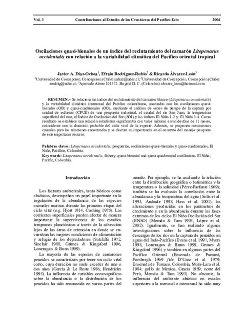 Oscilaciones Quasi Bienales De Un índice Del Reclutamiento Del Camarón Litopenaeus Occidentalis