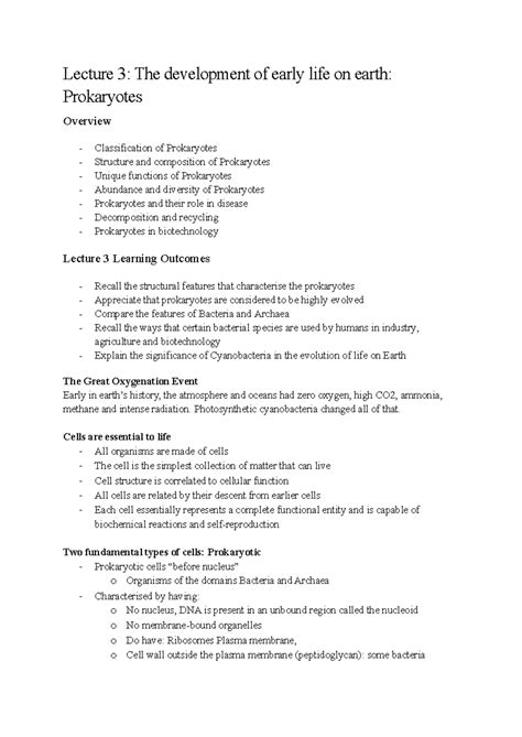 L3 Early Life Prokaryotes Lecture 3 The Development Of Early Life On Earth Prokaryotes