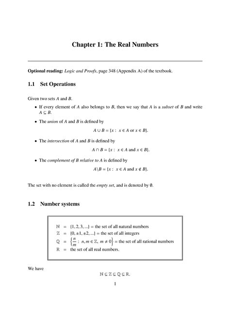 Chapter NIL Chapter The Real Numbers Optional Reading Logic And Proofs Page