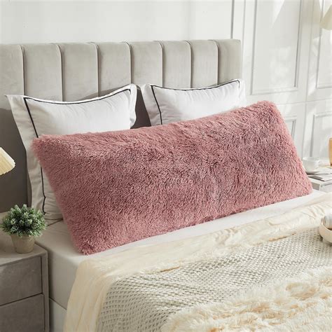 Liferevo Ultra Soft Plush Faux Fur Body Pillow Cover 20x54 Fluffy Decorative For Bedroom