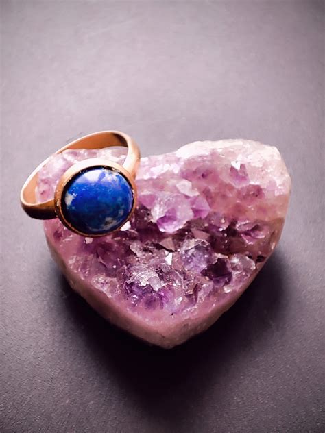 Bague Acier Inoxydable Doré Ajustable Lapis Lazuli Clamazen Bijoux