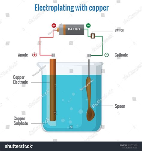 Electroplating Copper Using Copper Sulfate Electrolyte Stock Vector Royalty Free