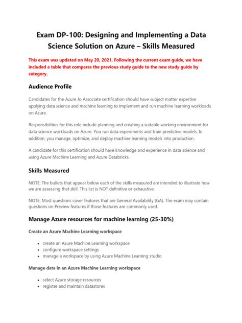 Dp 100 Designing And Implementing A Data Science Pdf