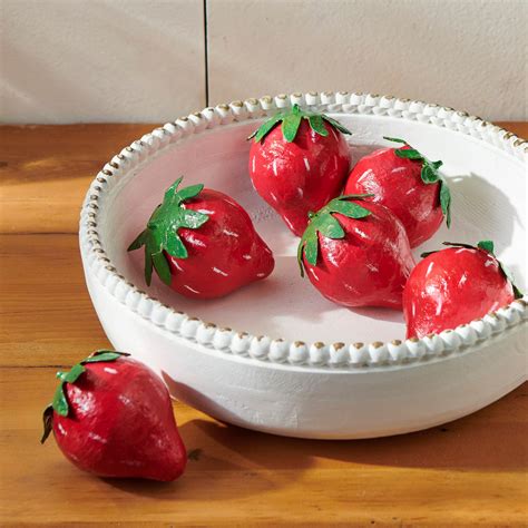 Raz 3 Bag Of 6 Paper Mache Strawberries Spring Or Summer Decoration