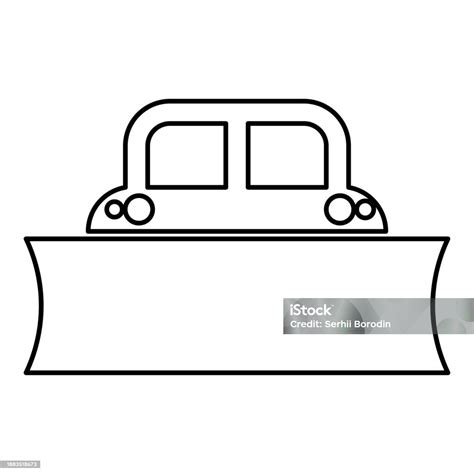 제설기 제설기 제설기 트럭 쟁기 맑은 차량 완비 계절 수송 겨울 고속도로 서비스 장비 깨끗한 윤곽선 선 아이콘 검은 색 벡터 일러스트 레이 션 이미지 얇은 플랫 스타일 검은