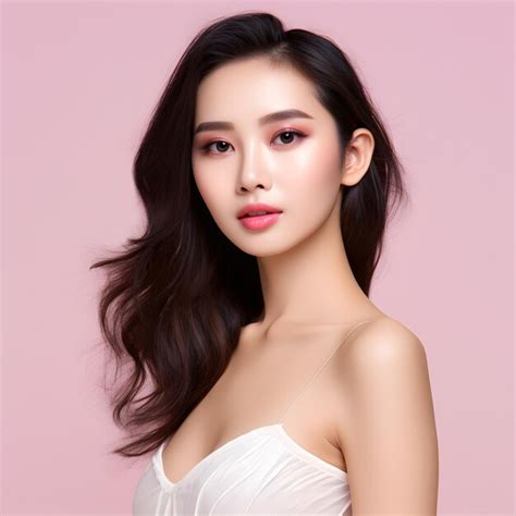 Premium Ai Image Pretty And Cute Young Asian Model Bright Clean Skin