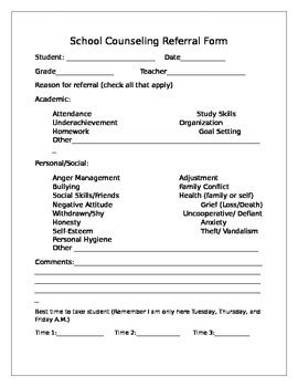 Elementary School Counseling Forms
